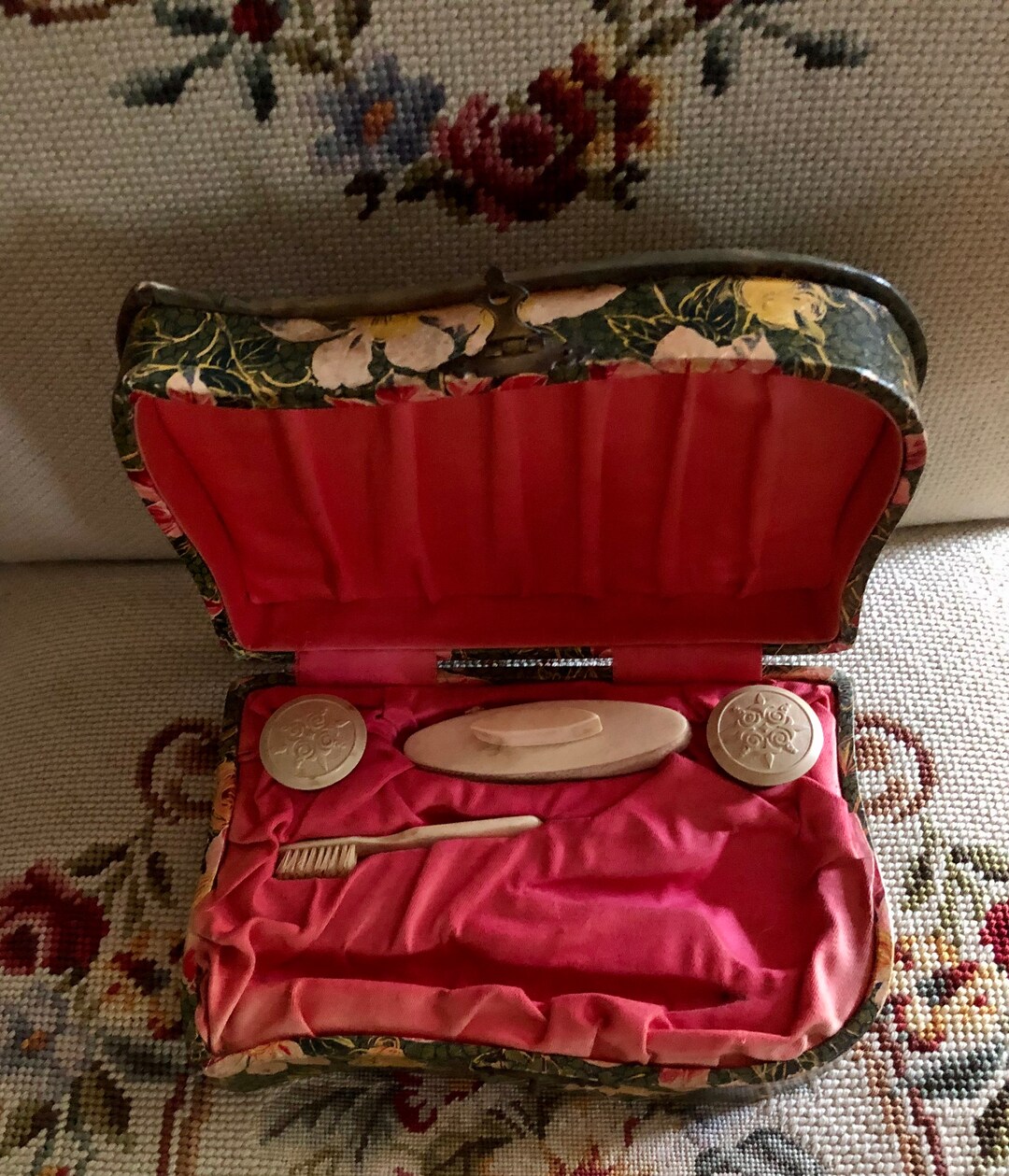 Vintage Celluloid Top Vanity Case Box With Regency Scene Decorative ...