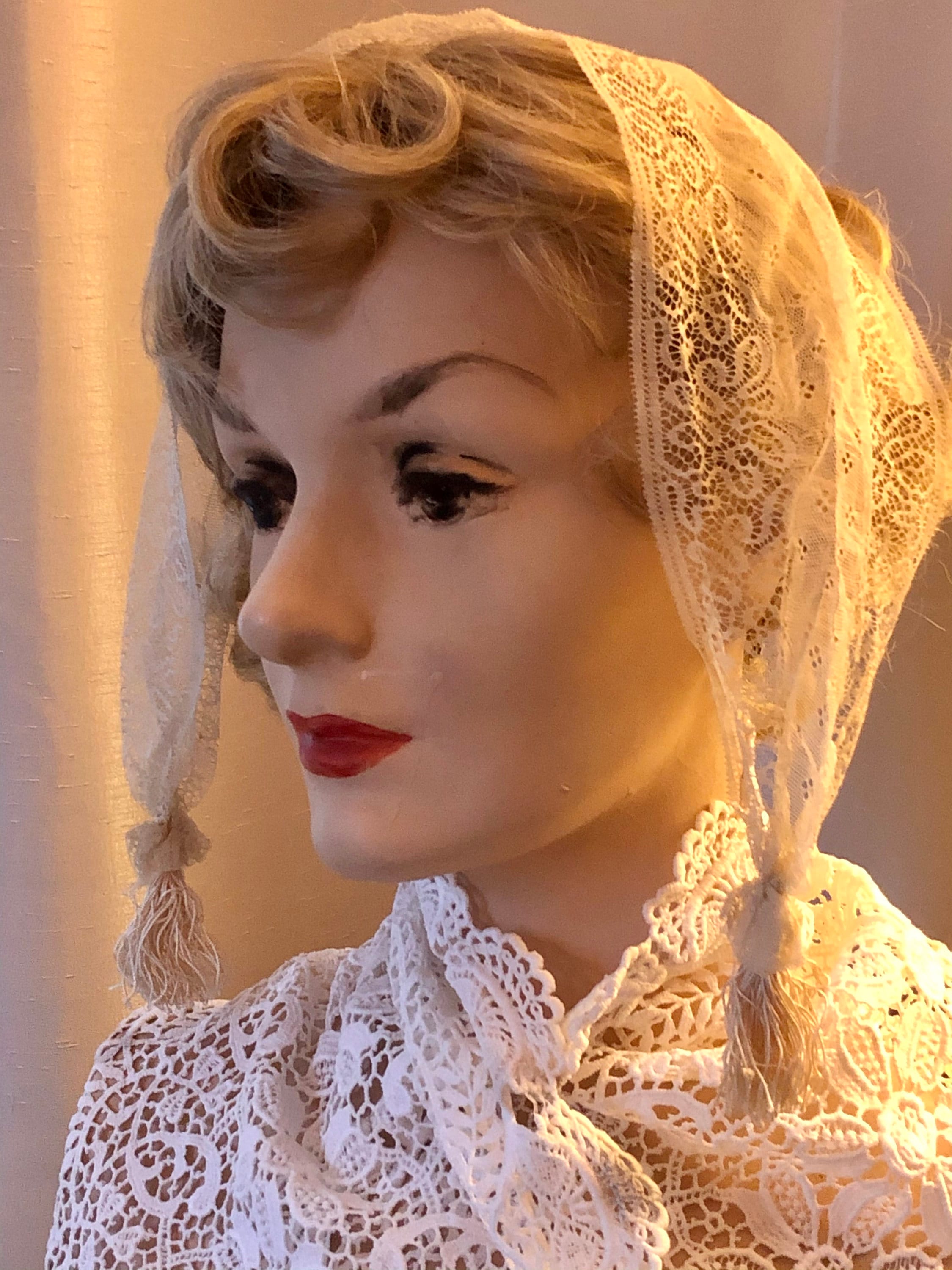 Antique Tasseled Lace Lappets Elegant Wide Cream Silk Lace - Etsy UK