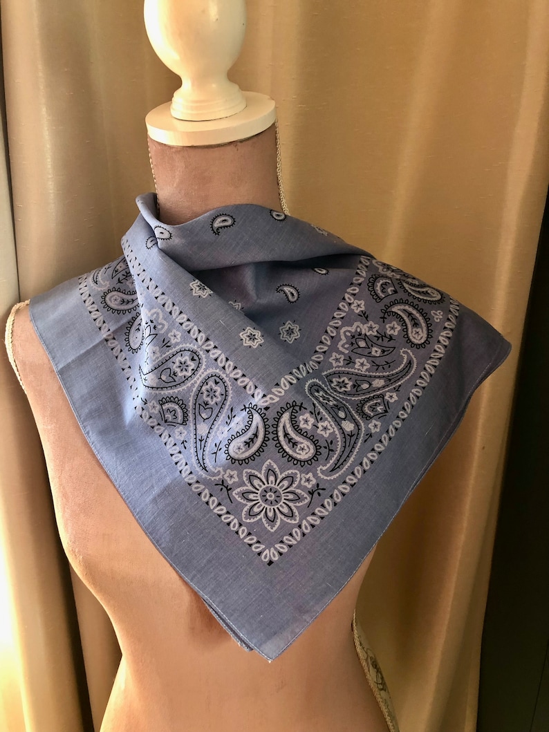 Vintage Elephant Bandana: Light Blue, Black & White Print (21x22) - Etsy