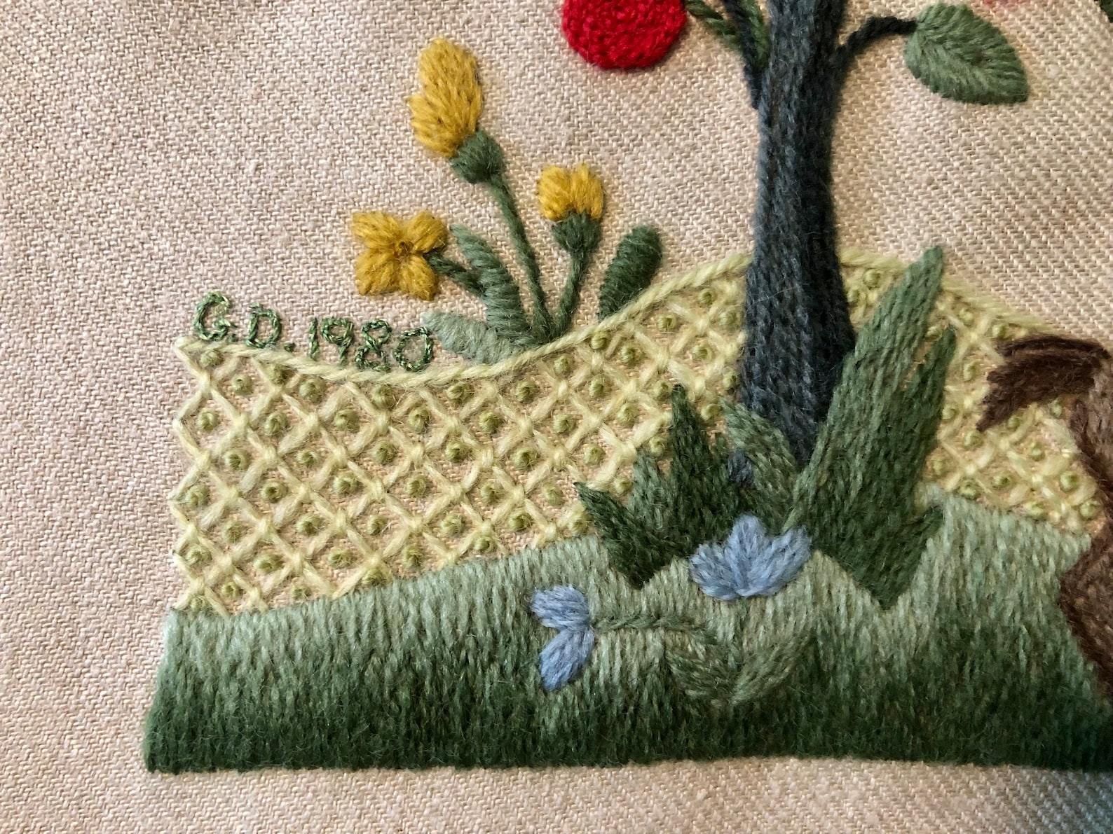 Vintage Crewel Embroidered Colonial Rider on Horseback Completed Hand ...