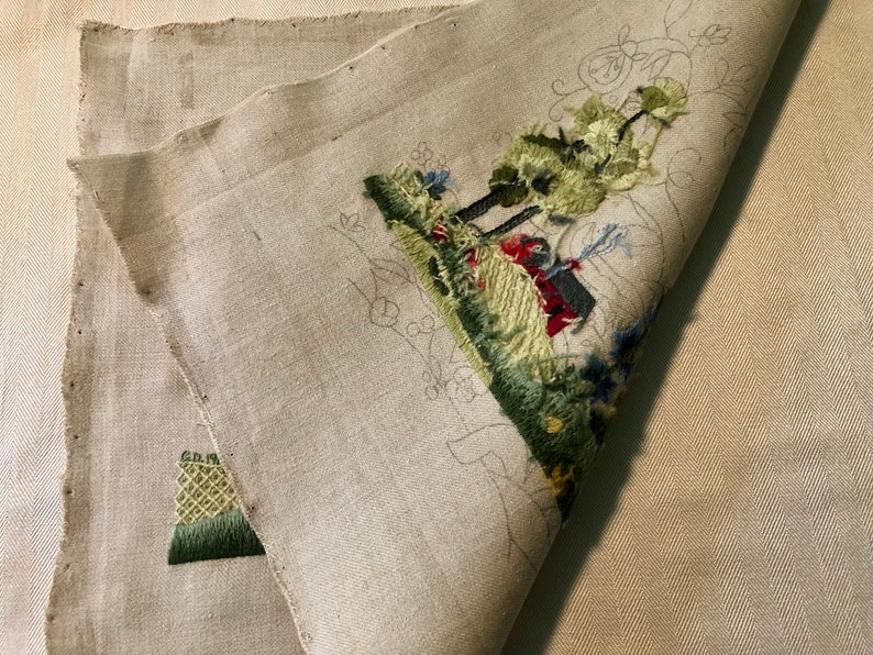 Vintage Crewel Embroidered Colonial Rider on Horseback Completed Hand ...