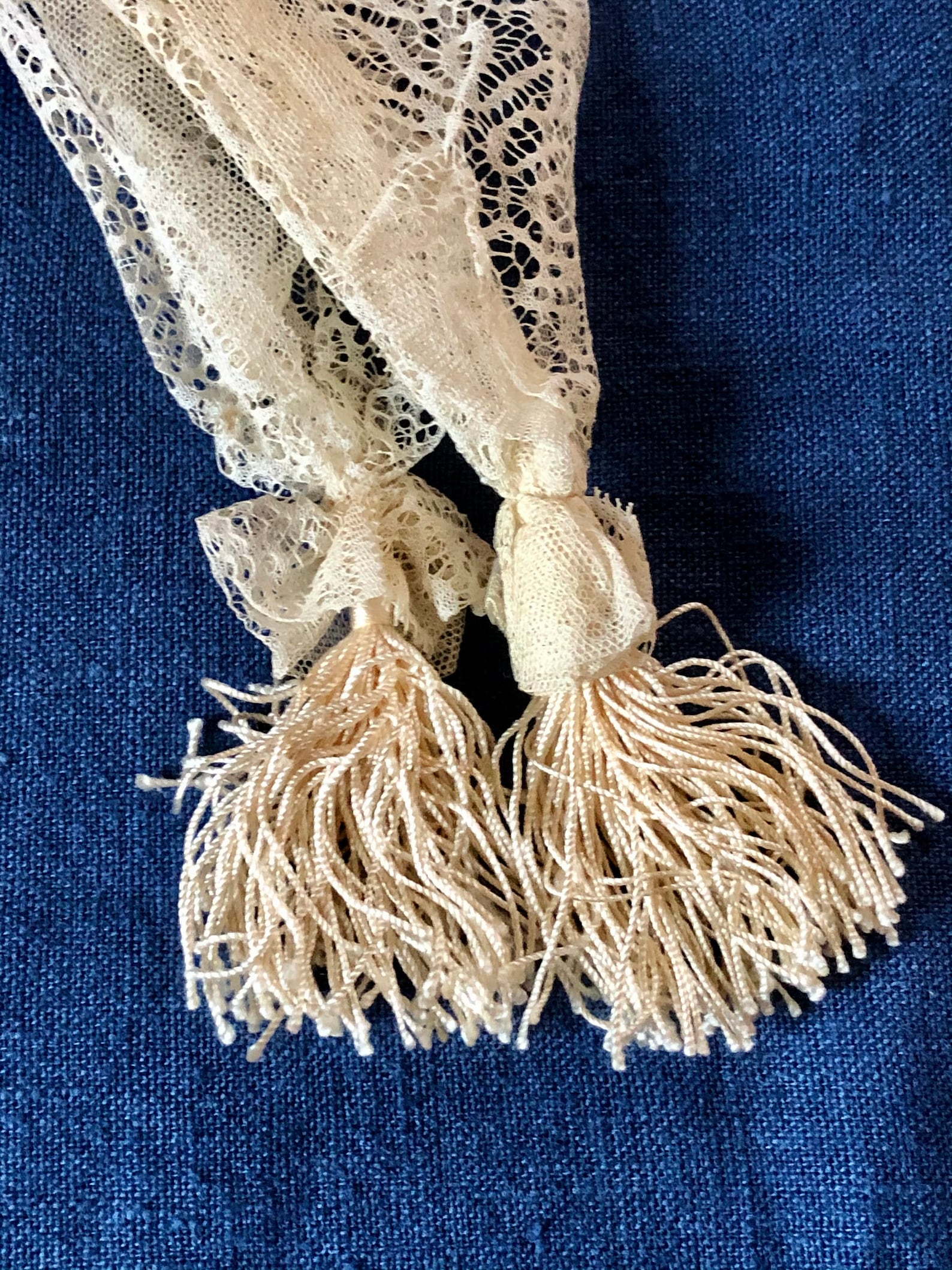 Antique Tasseled Lace Lappets Elegant Wide Cream Silk Lace - Etsy