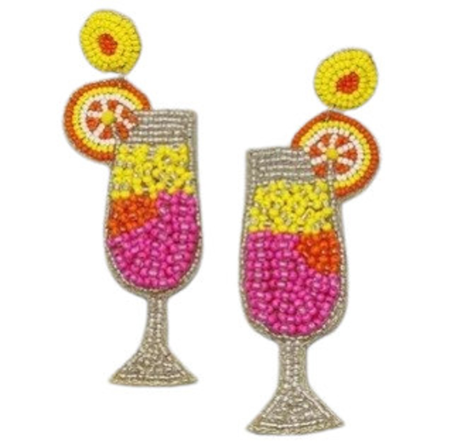Pink Cocktail Drink Seedbead Clipon Earrings Tropical Seed Beaded ...