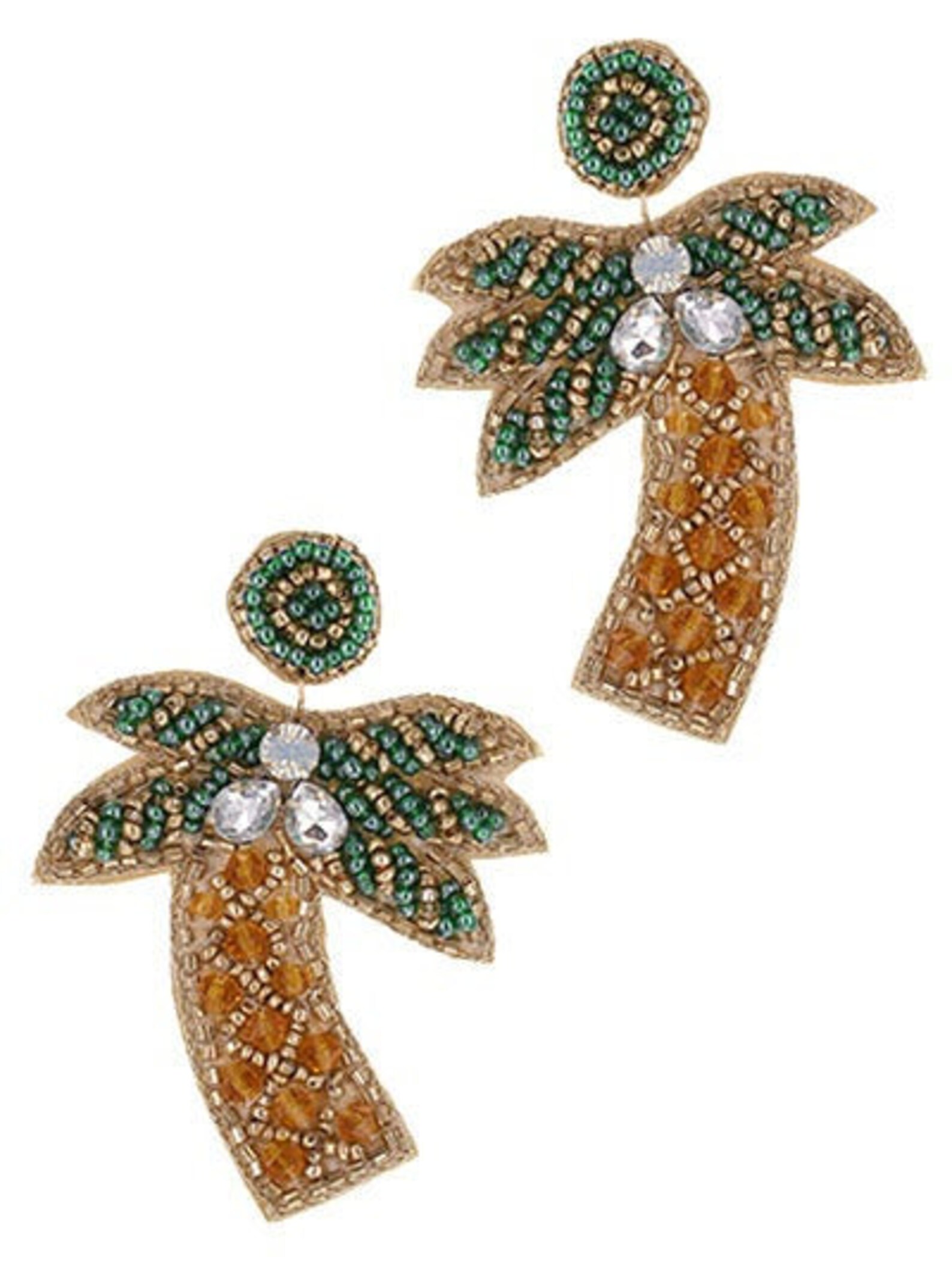 Gold Clip on Seedbead Palm Tree Earrings Green Seed Beaded - Etsy