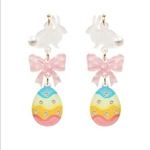 Clip on Easter Earrings Clipon Hook Designs Small Easter Triple Glitter ...