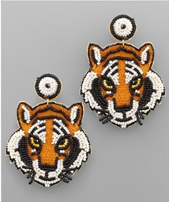 Clip on Tiger Seed Beaded Earrings Clipon Post New Designs | Etsy