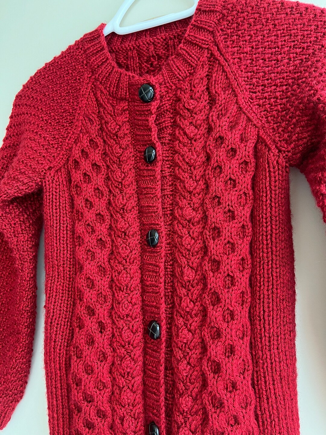 Kid's 11-12 Red Cable Cardigan FREE SHIPPING - Etsy