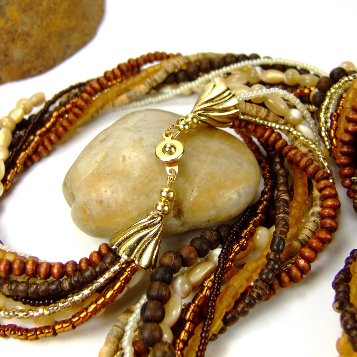 Multi Strand Beaded Necklace Multi Strand Knotted Necklace Etsy