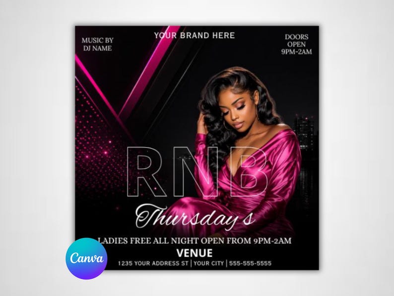 Thursday Night Party Flyer Canva | R&B Club Event Flyer | Urban DJ ...