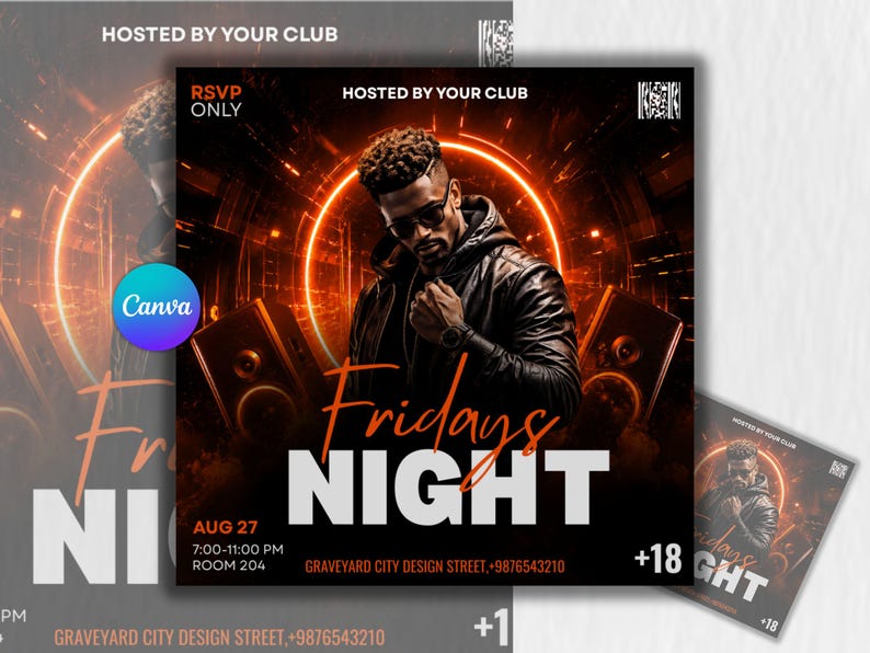 Friday Night Party Flyer, Urban Club Event Instagram Post, Canva ...