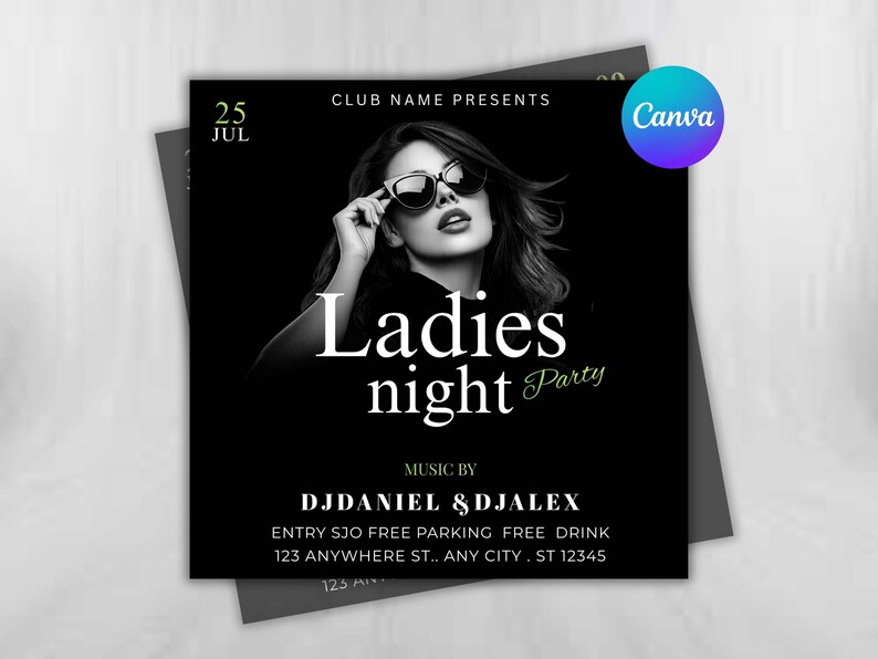 Ladies Night Flyer Canva | Girls Night Party Invitation | Nightclub ...