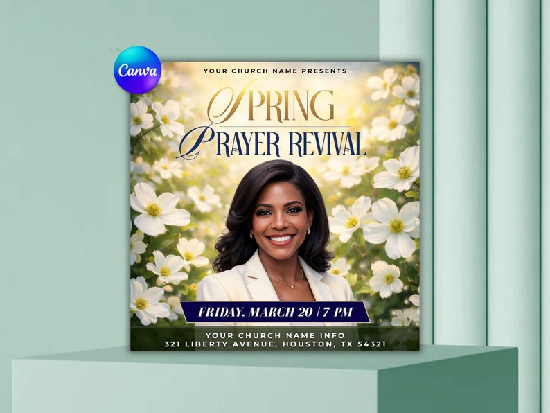 Spring Prayer Revival Church Flyer Template, Editable Ministry Event ...