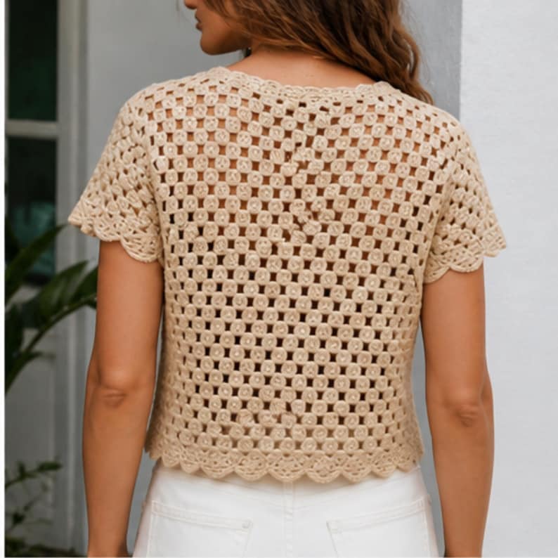 Häkelspitze Strickjacke PDF, Sommer Top mit Knöpfen und Häkelmuster ...