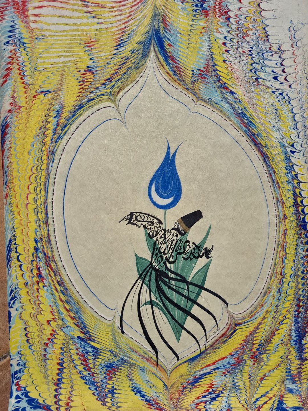 Dervish Painting Marbling Erbu - Etsy