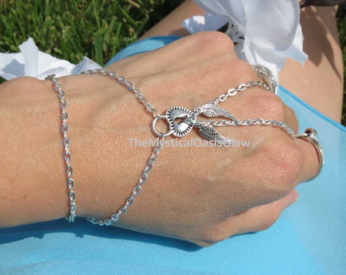 Crystal Hand Piece. Hand Jewelry With Connected Ring. Hand Chain and ...
