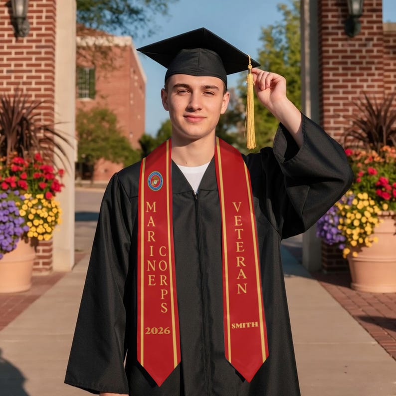Custom Marine Corps Graduation Stole, Personalized Military Graduation ...