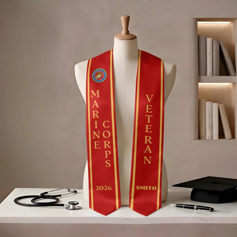 Custom Marine Corps Graduation Stole, Personalized Military Graduation ...