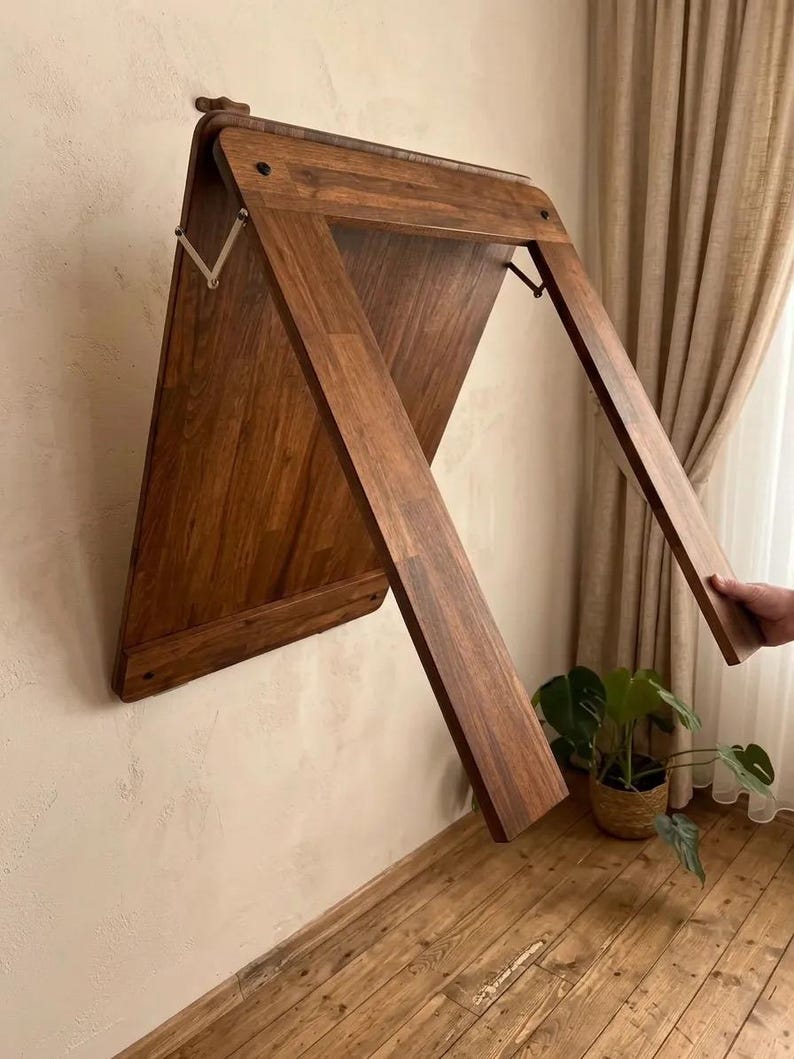 Natural Beech Wood Folding Wall Desk | Space-saving Modern Workstation ...