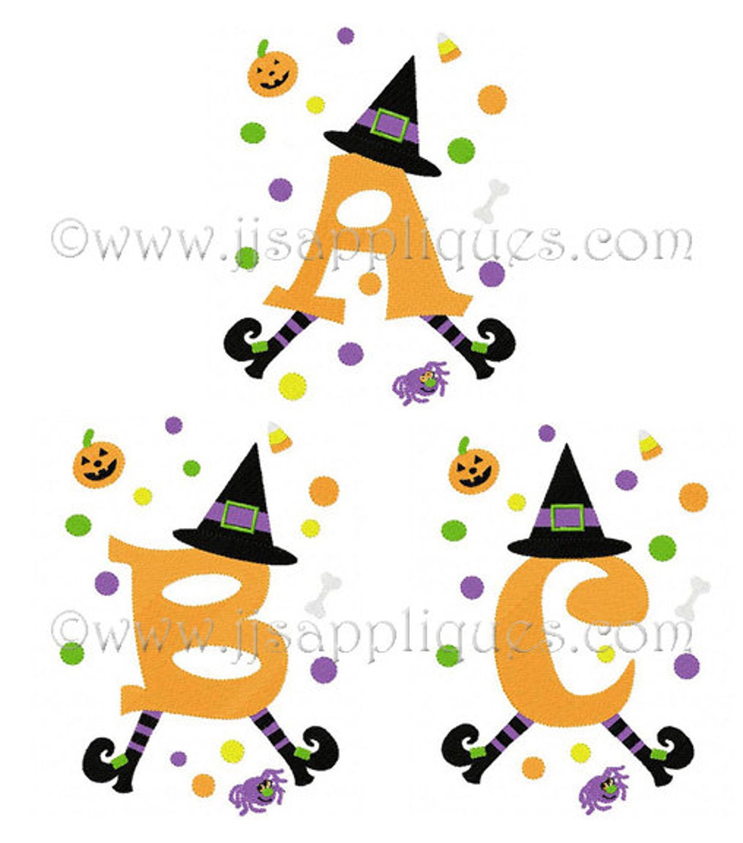 Fonts - Halloween Designs Embroidery Font - Witch Decorated Large ...