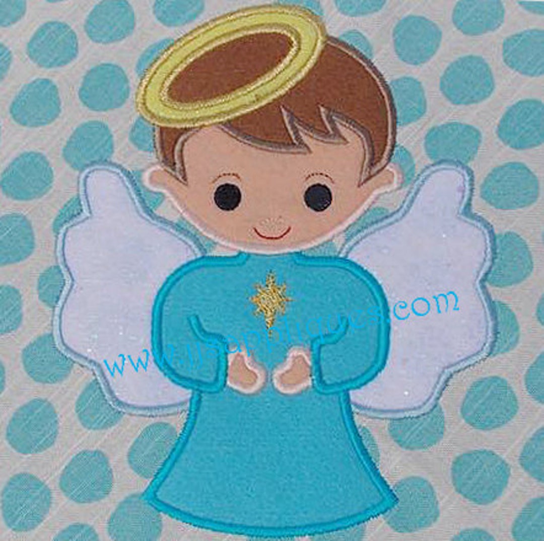Christmas Angel Boy Applique Embroidery Design - 4x4, 5x7, 6x10 Hoop ...