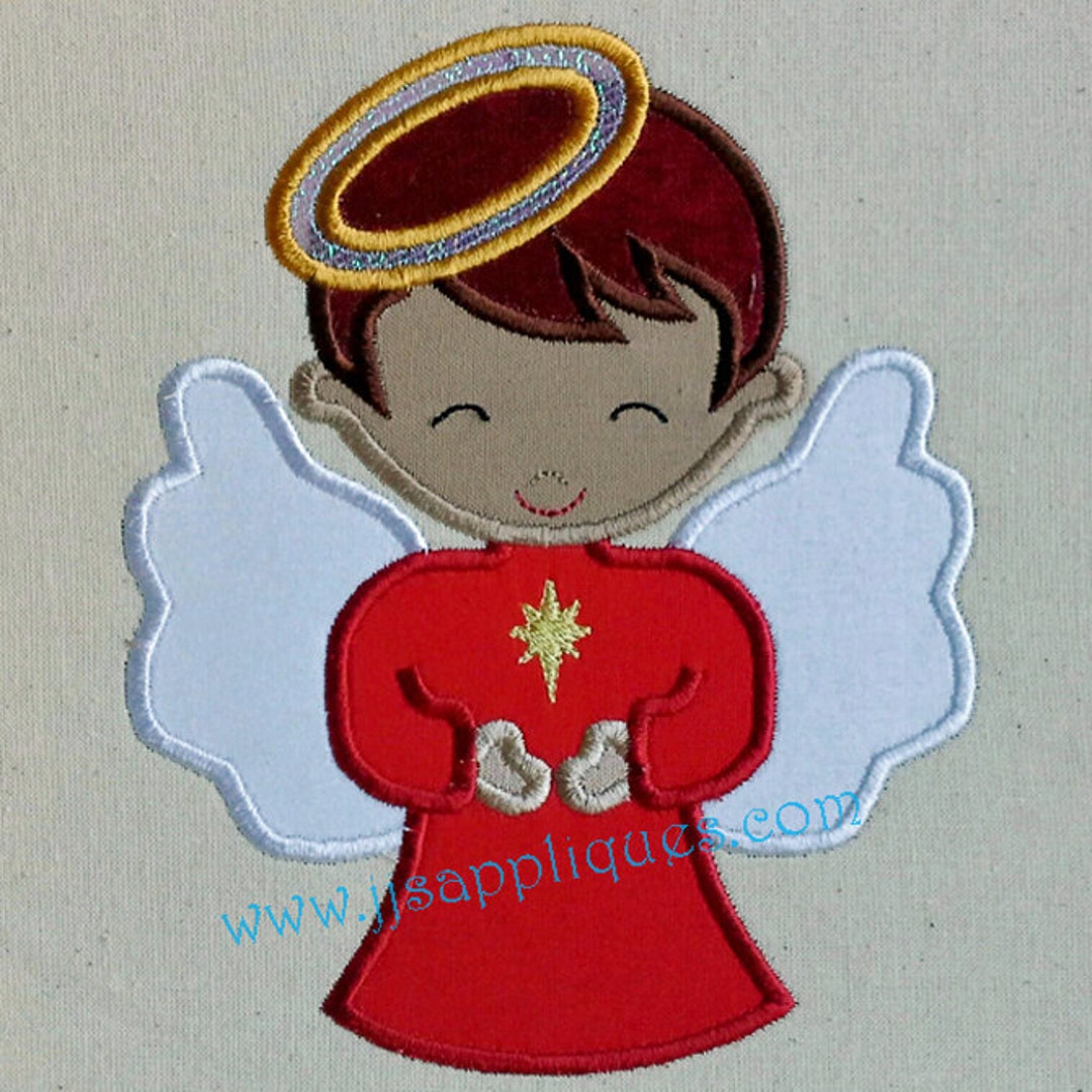 Christmas Angel Boy Sleeps Applique Embroidery Design - 4x4, 5x7, 6x10 ...