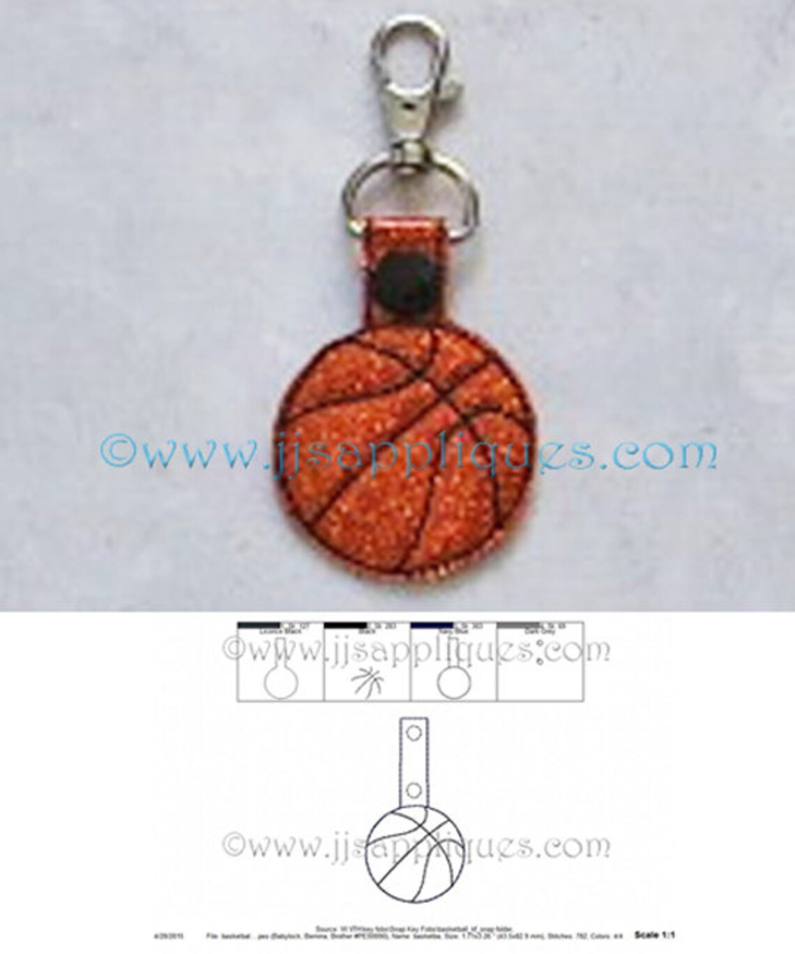 Instant Download ITH Snap on Basketball Key Fob Design - Etsy