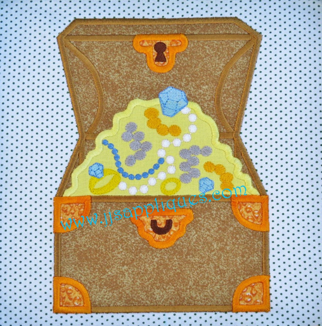 Treasure Chest Embroidery Applique Design Pirate Treasure Chest 5x7 ...