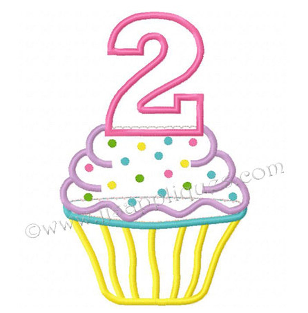 Instant Download - Second Birthday Cupcake Design - Cupcake With Number ...