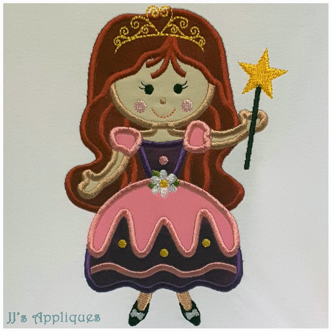 Princess Embroidery Applique Designs Princess Holding Star - Etsy