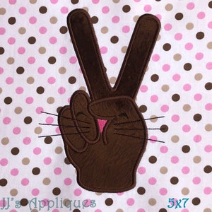 Easter Peace Sign Bunny Face Embroidery Applique Design - 4x4, 5x7 and ...