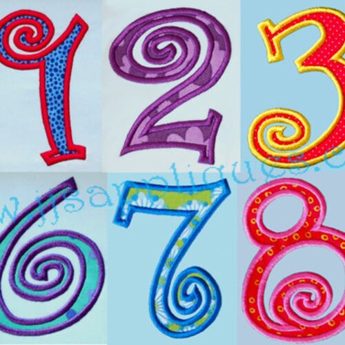 Machine Embroidery Design Applique Numbers 7 Sizes INSTANT | Etsy