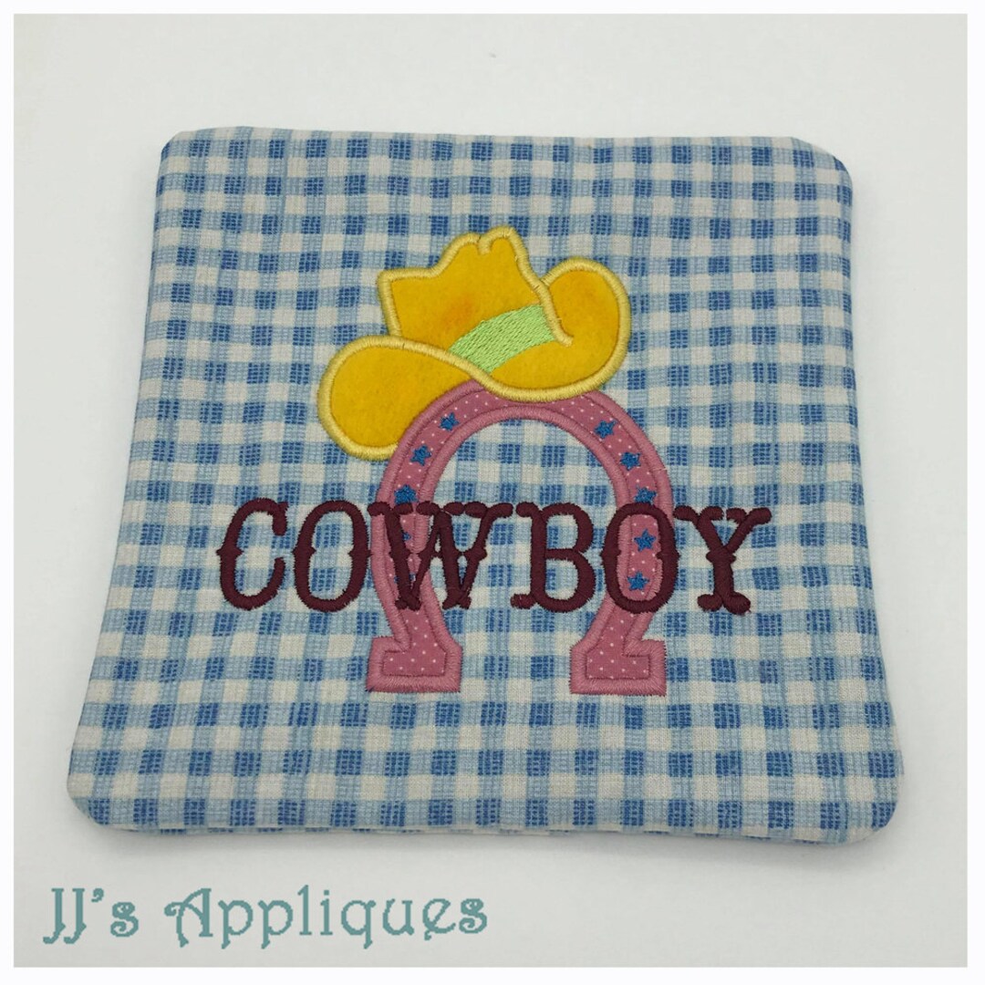 Cowboy Western Embroidery Applique Design Cowboy Across Horseshoe With ...