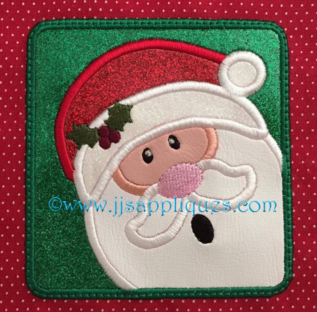 Santa Face Framed3 Embroidery Design Applique Set 4x4, 5x7, 6x10 Hoop ...