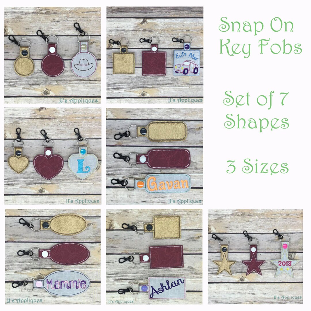 ITH Snap on Shapes Blanks Key Fob Design Set of 7 Shapes - Embroidery ...