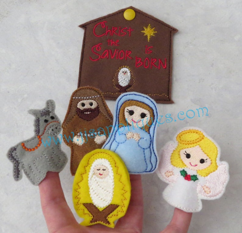 ITH Nativity Finger Puppet Set With Carry Case Digital Embroidery ...