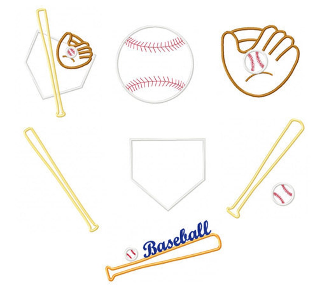 Baseball Embroidery Applique Designs - Pack of 7 Baseball Digitized ...