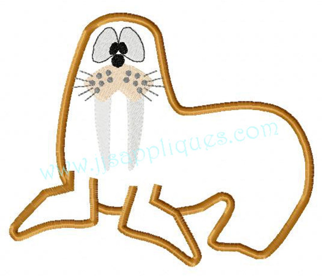 Walrus Applique Design - Sea Life Applique Design, 3 Sizes to Fit 4x4 ...