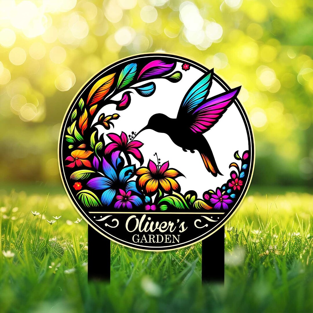 Multicolored Hummingbird Sign, Hummingbird Art, Hummingbird Stake ...
