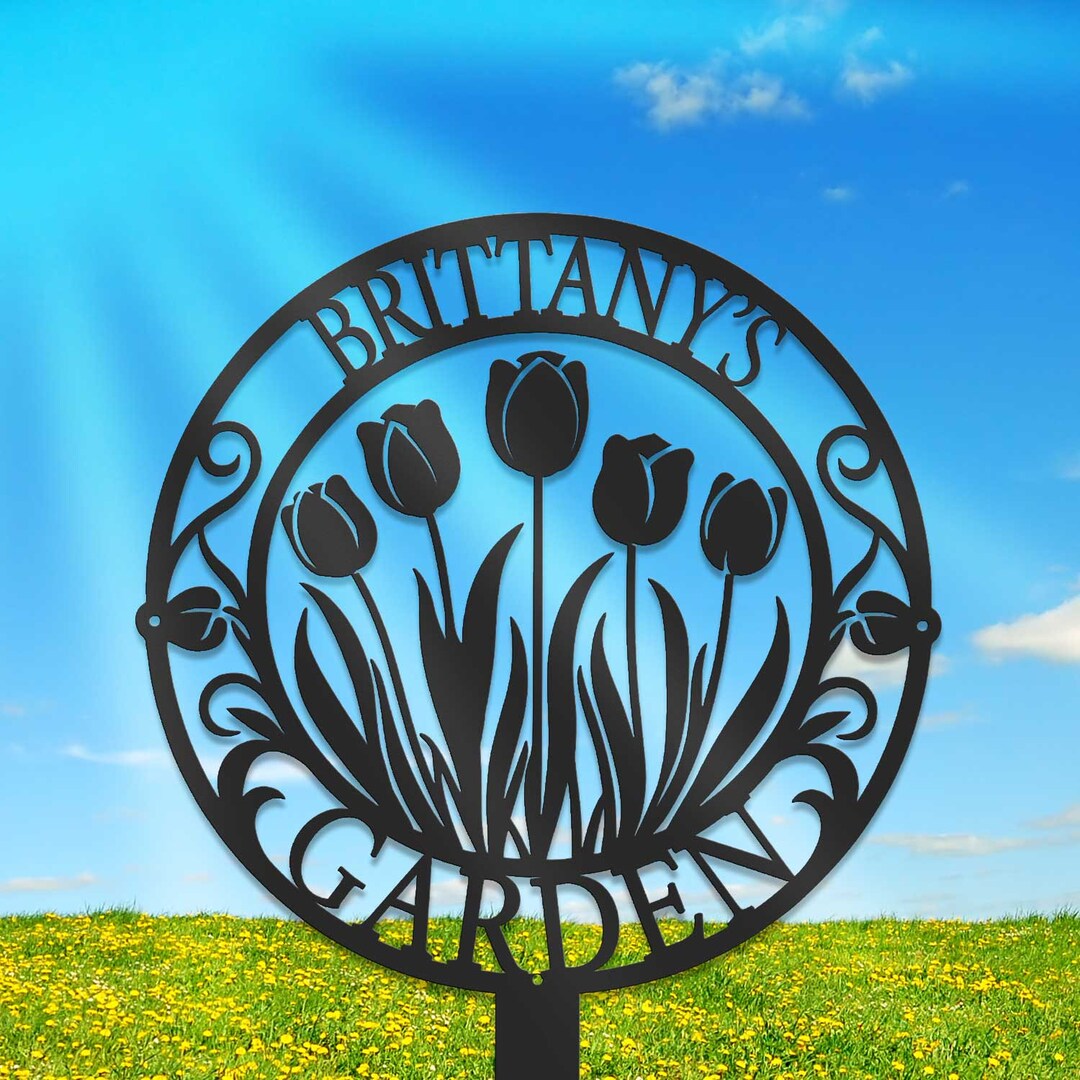 Custom Tulip Garden Decor, Tulip Stake, Tulip Metal Sign, Garden Flower ...