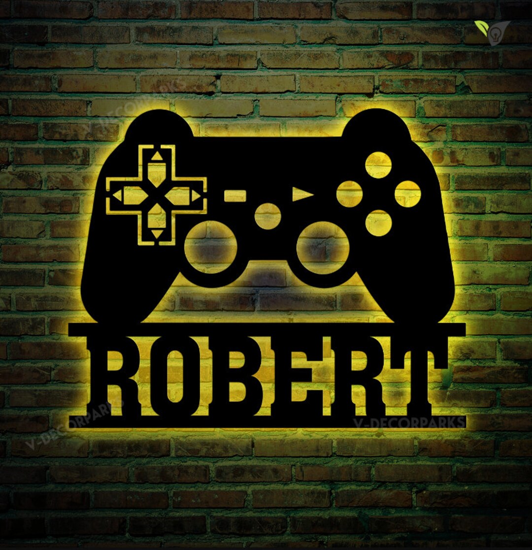Personalized Gaming Room Metal Sign With Lights, Gamer Name Sign Game ...