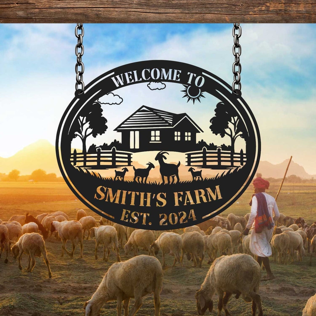 Custom Goat Farm Sign, Goat Metal Wall Art, Ranch Sign, Custom Farm ...