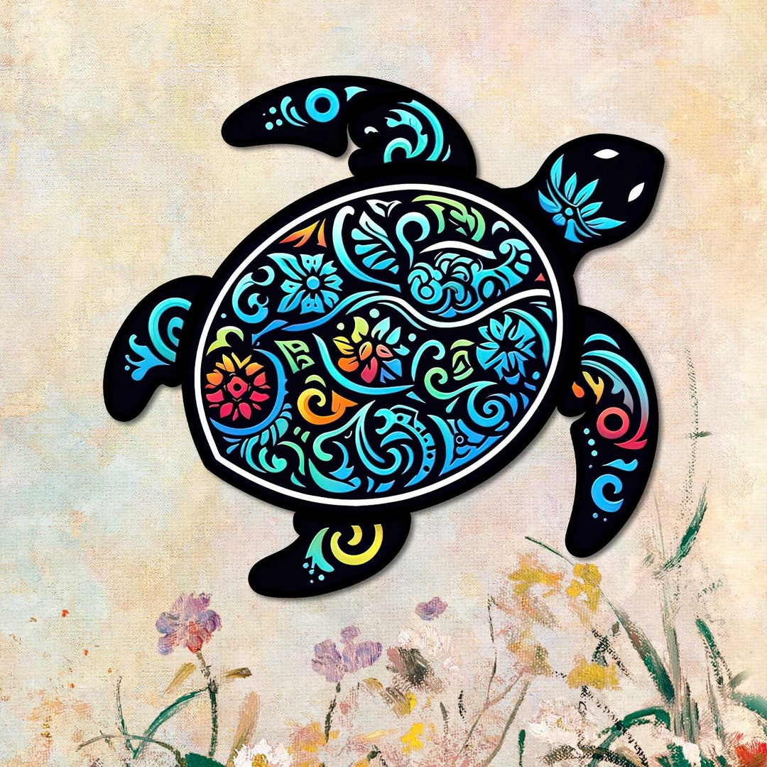 Colorful Turtle Metal Sign, Sea Turtle Sign, Home Decor, Marine Turtle ...