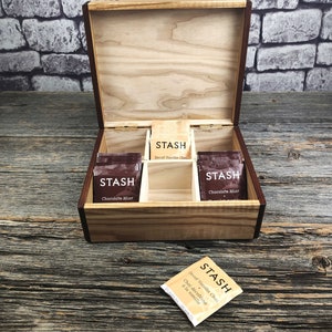 Wooden Tea Chest - Empty Tea Box - Tea Chest 6 Sections - 60 Tea Bags ...