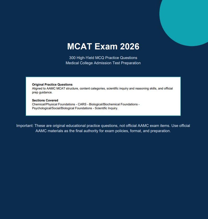 Examen MCAT 2026-2027 | 300 questions pratiques avec réponses | Nouveau ...