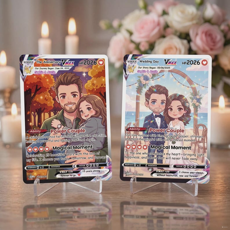 Personalized Pokemon Card From Photo – Custom Holographic Couple Gift ...