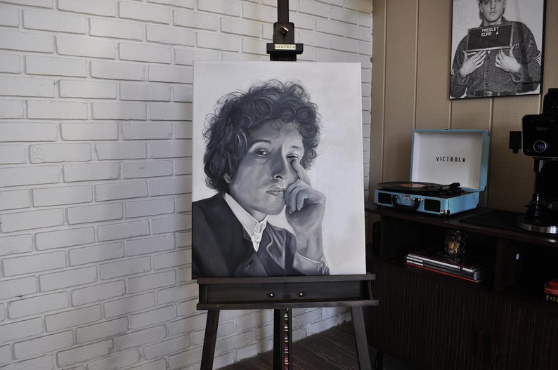 Hand Painted Bob Dylan Portrait Matte Vertical Poster (prints) - Etsy