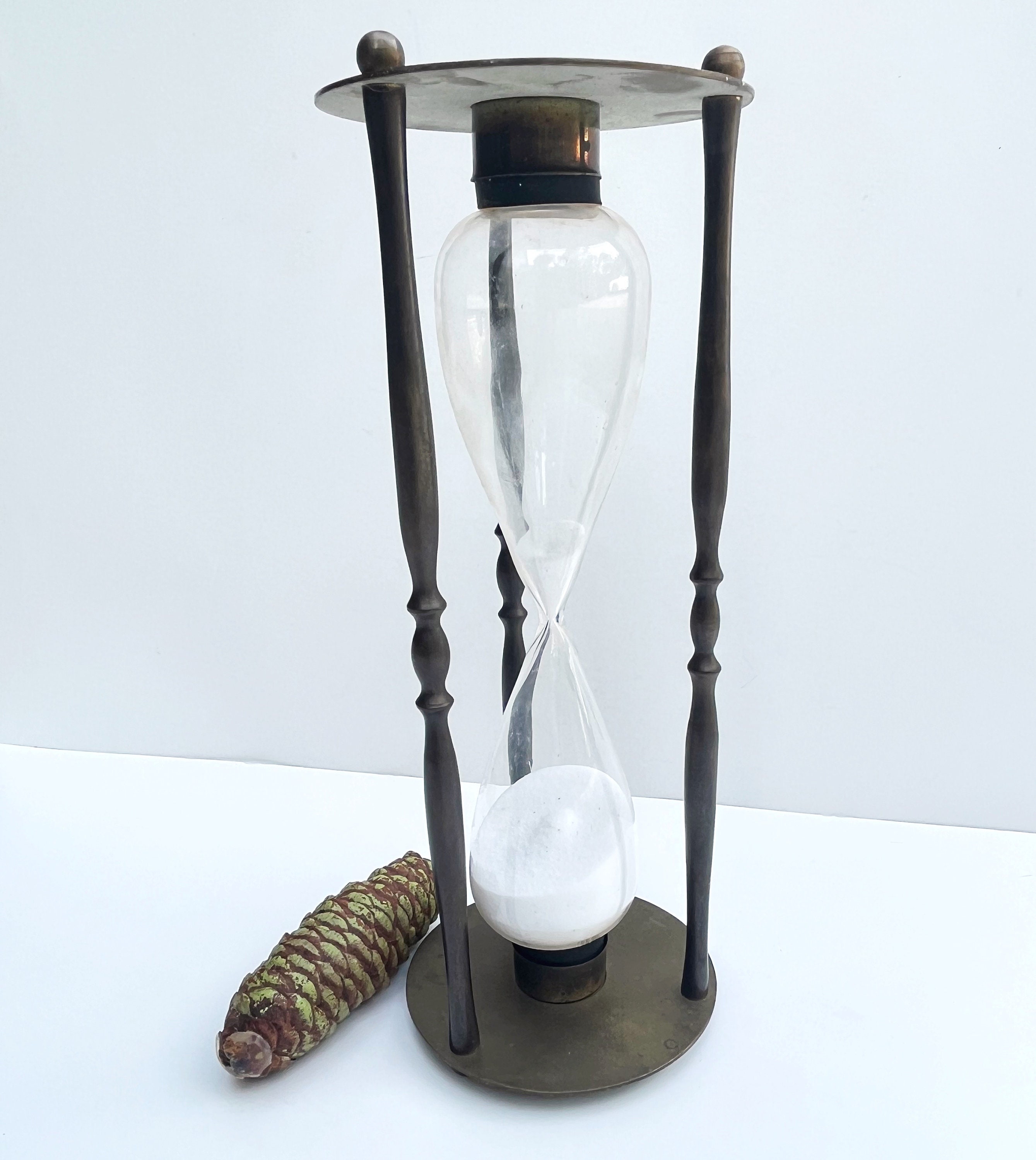 Vintage Brass & Glass Hourglass Timer - Etsy