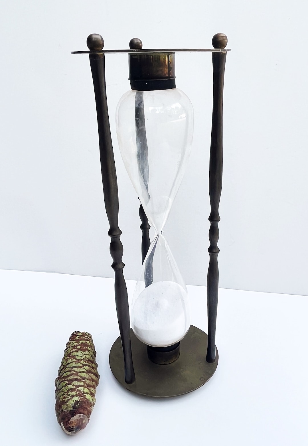 Vintage Brass & Glass Hourglass Timer - Etsy