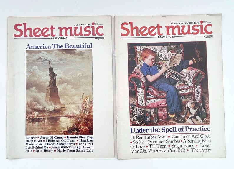 1986 Sheet Music Magazines Easy Piano Organ Guitar - Etsy