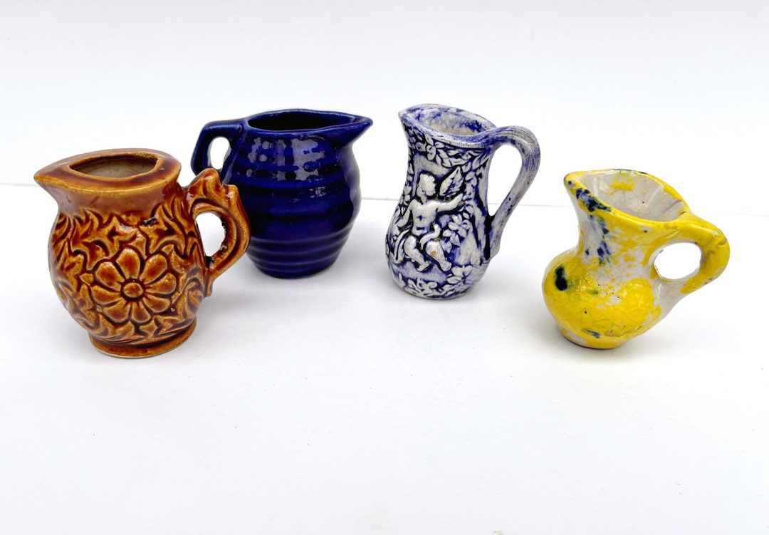 Four Vintage Miniature Ceramic Pitchers - Etsy